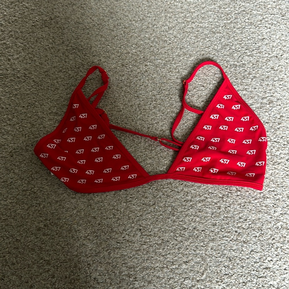 437 Swimwear Logo Red Bikini Top - Gem